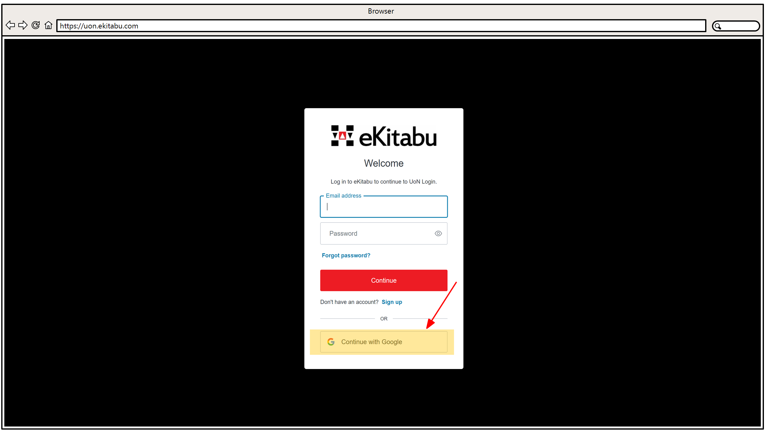 eKitabu cloud reader - Login using Single Sign-On